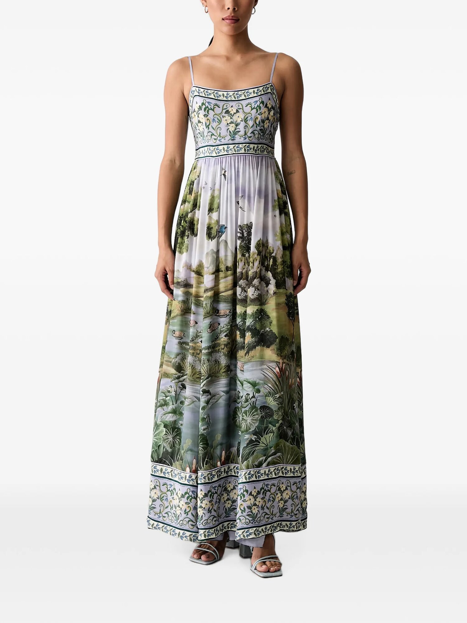 Платье Landscape-print pleated maxi dress