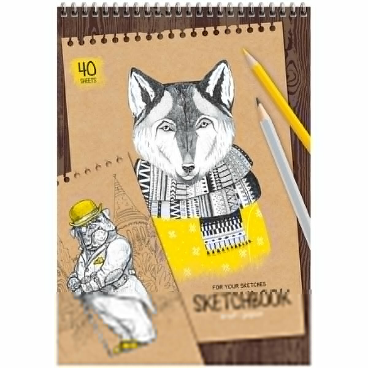 Блокнот для зарисовок А4, 40л ArtSpace "Craft style" (спираль, 80 г/кв. м, крафт) (СкA440грв_38354), 20шт.
