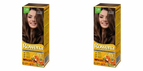 ACME COSMETICS ROWENA Стойкая Крем-Краска для волос, тон 7.85, Капучино, 2 шт