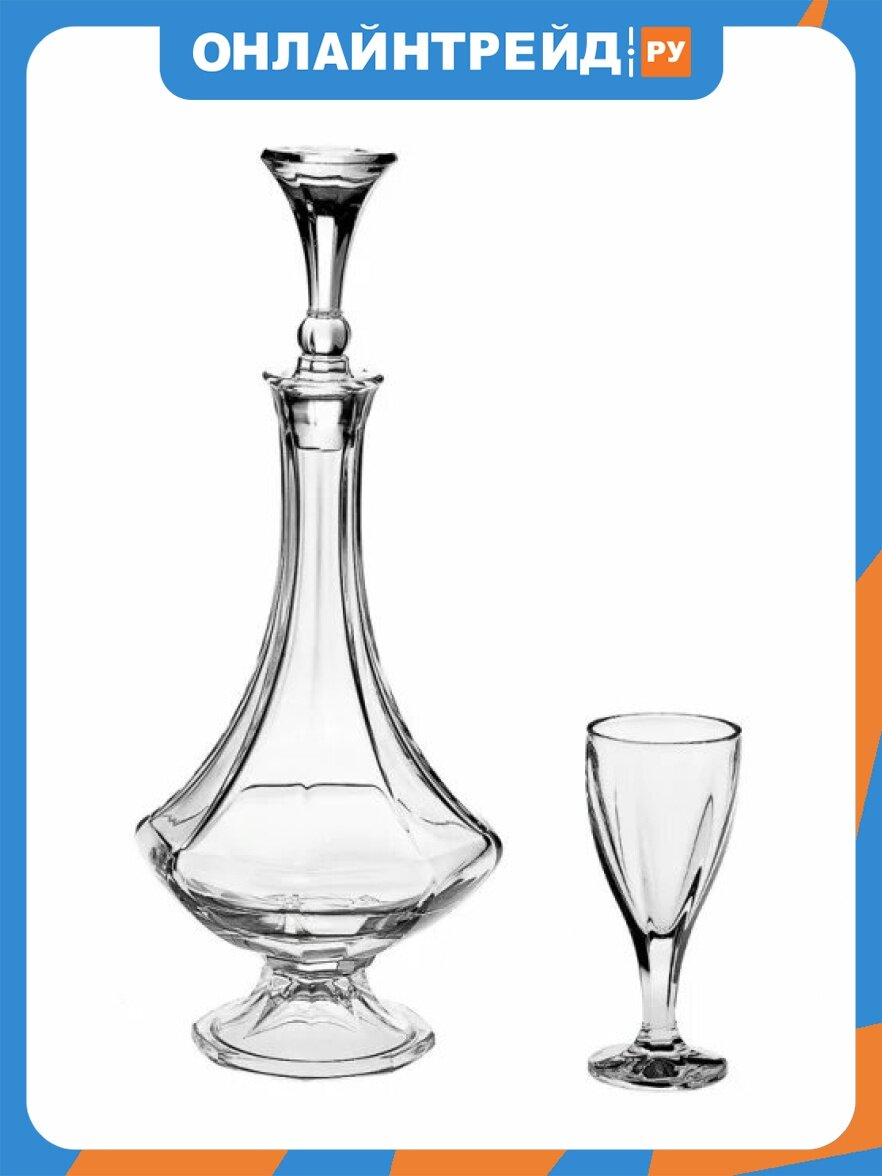 Набор для ликера Crystal Bohemia King Louis, 1 графин 700 мл + 6 рюмок (60 мл), хрусталь