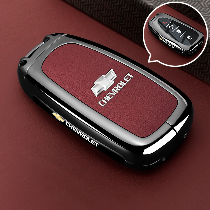 Чехол для ключей Chevrolet Malibu XL, Trailblazer, Trax, Volt, Equinox - Металлический одинарный чехол, лавовый красный