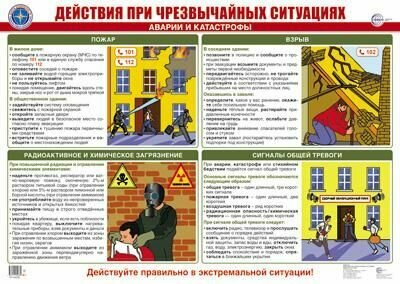 Плакат Действия при чрезвычайных ситуациях. Аварии и катастрофы. Сфера 2024