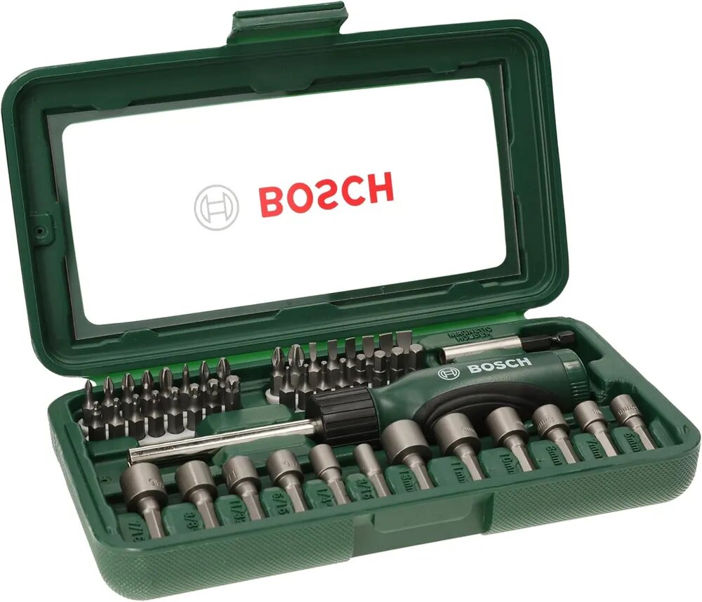 Набор принадлежностей Bosch из 46 предметов: отвертка, шуруповерт и торцевой ключ - 2607019504