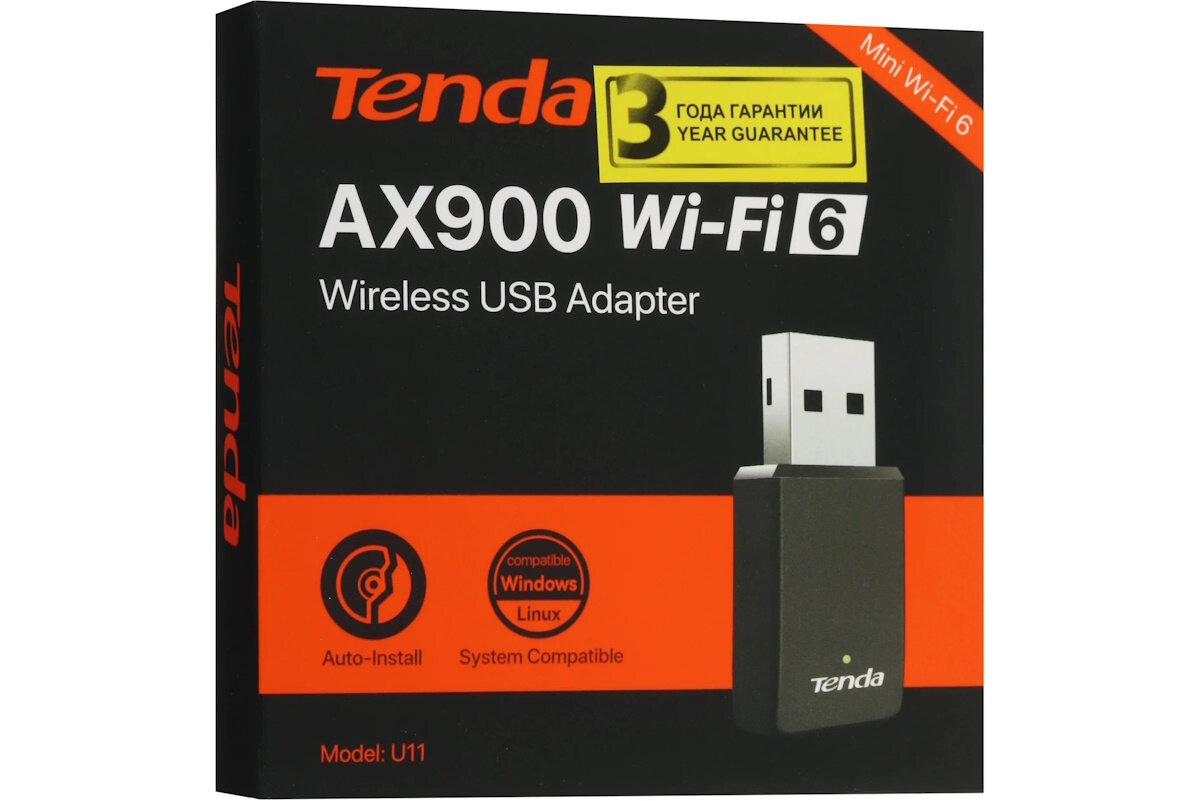 TENDA U11 USB Беспроводной адаптер Wi-Fi 6 AX900