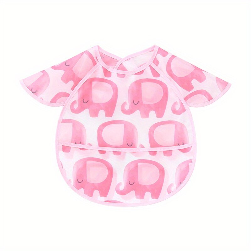 Детский регулируемый слюнявчик-боди с коротким рукавом и принтом «Красный слон», защитный комбинезон для кормления, 6–72 месяца