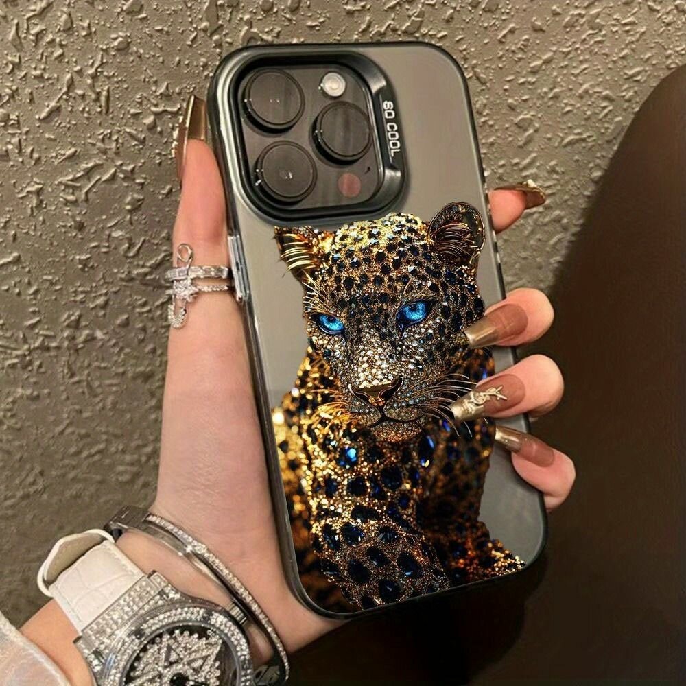Чехол на Aйфон 11 / IPHONE 11 черный с дизайном Золотой гепард, силиконовый антиударный