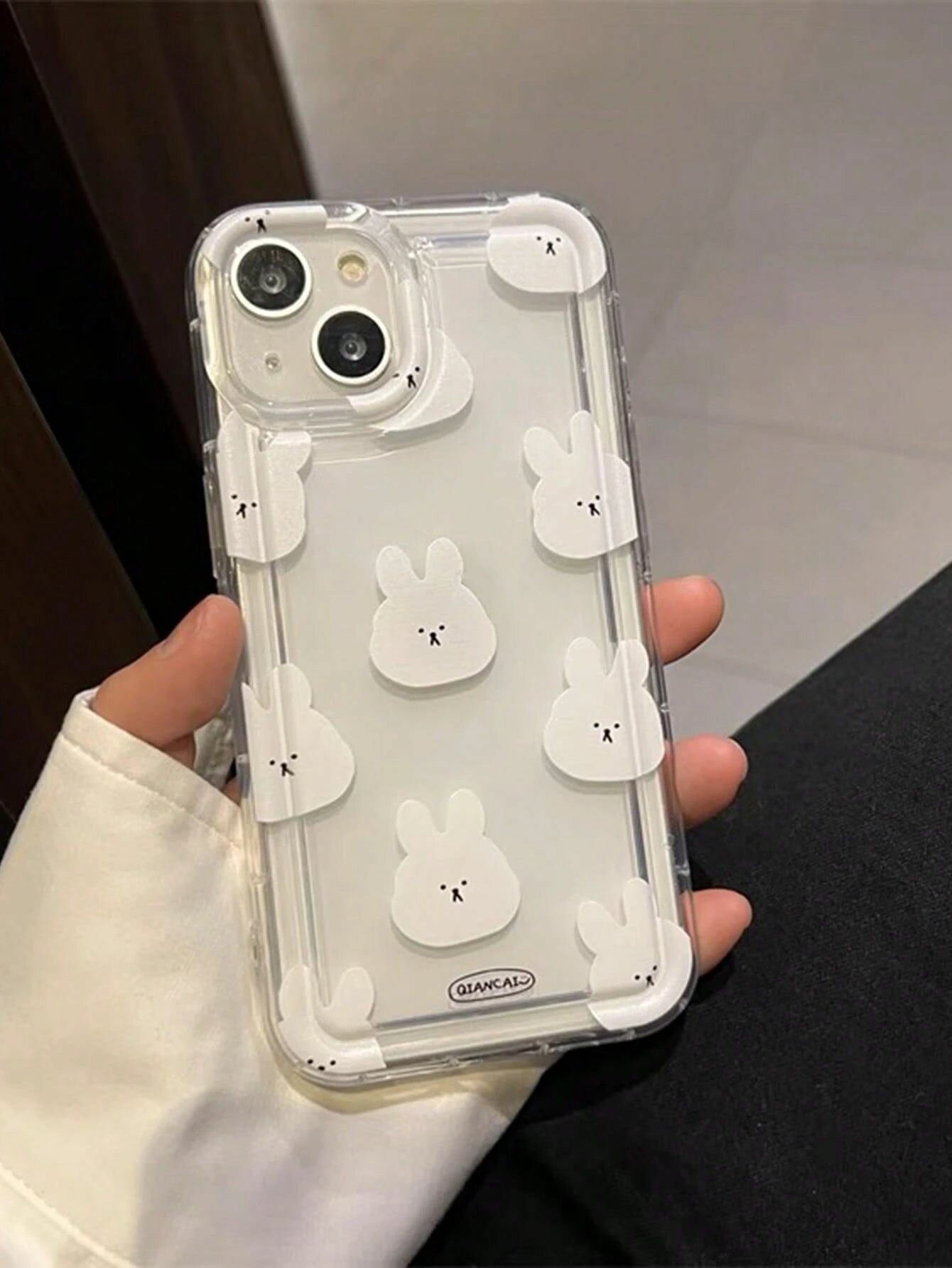 Чехол на Айфон 11 / iPhone 11 Прозрачный с Зайчики силиконовый удароПрочный