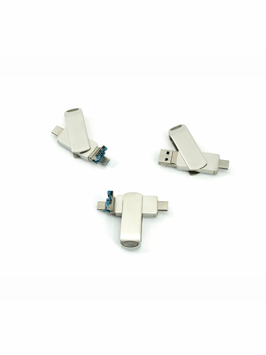 Grand-usb 64 ГБ USB-флеш-накопитель OTG USB 3.0, USB 3.0, до 85 мб/сек, Металл, серый металлик, серебристый