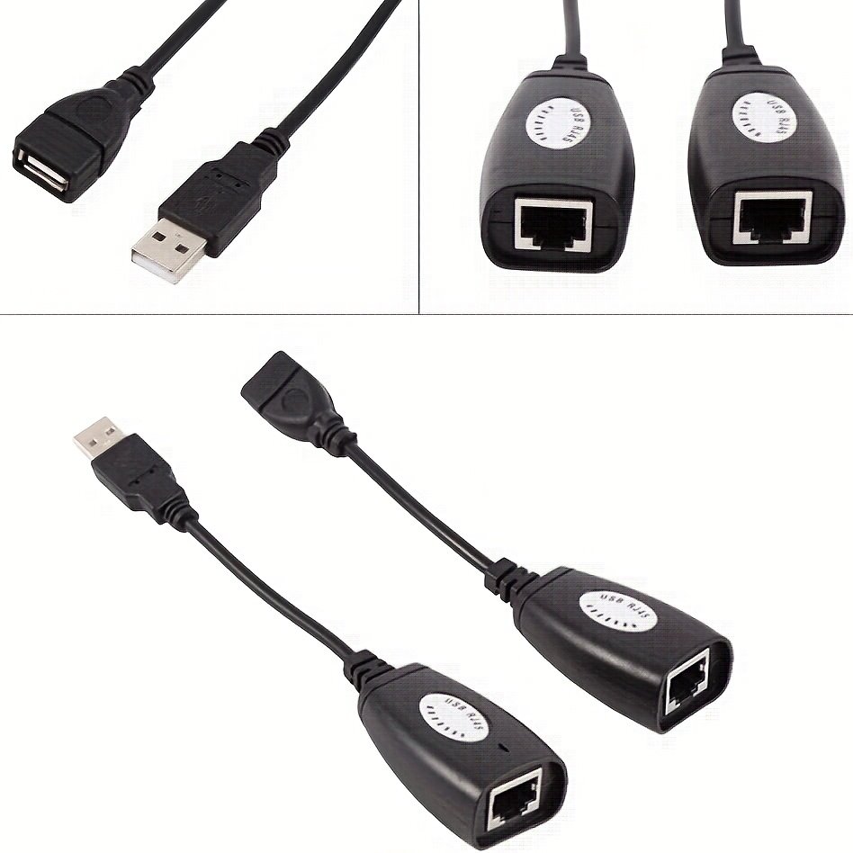 Удлинитель USB через RJ45 Cat6/5/5E, Ethernet сплиттер, удлинение до 50 метров для компьютеров, телефонов, мышей, клавиатур, дисков, принтеров, камер