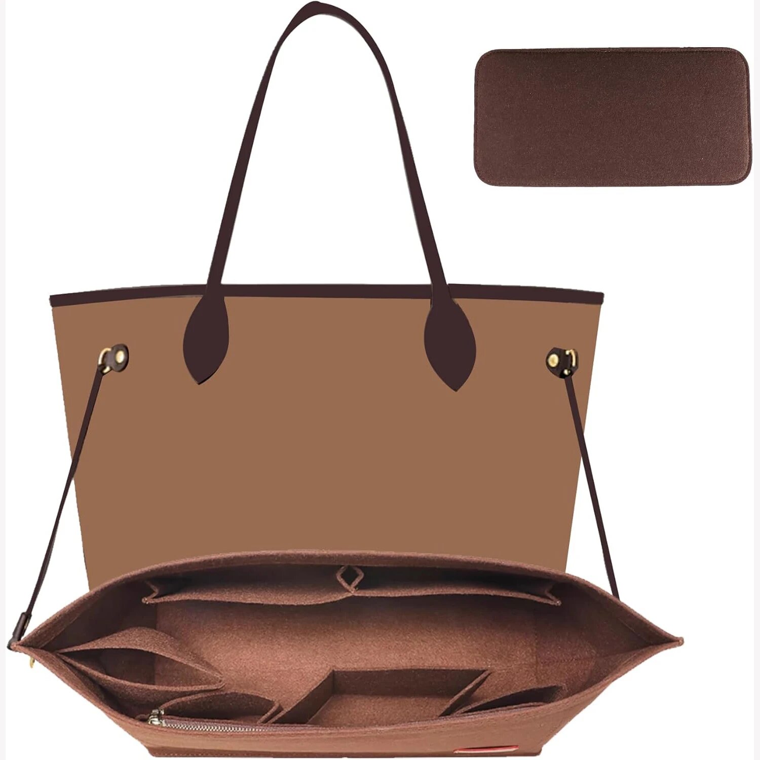 Органайзер-вкладыш для сумок Speedy 30 Neverfull MM, 2 шт, войлочный, бежевый/кофейный/черный Brown