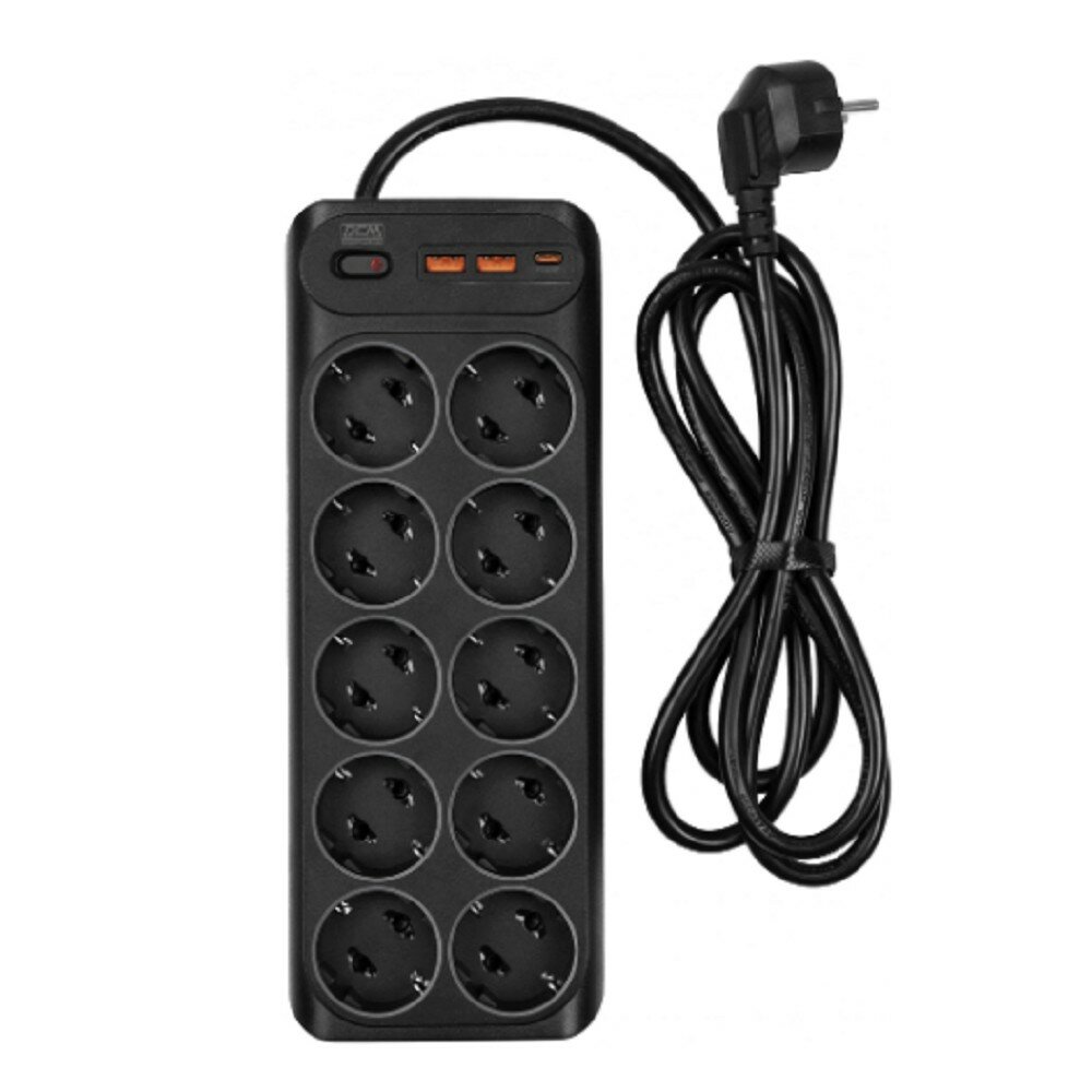 Сетевой фильтр Powercom SP-10 USB2A1СB 1.8м 10 розет. 1.8 м