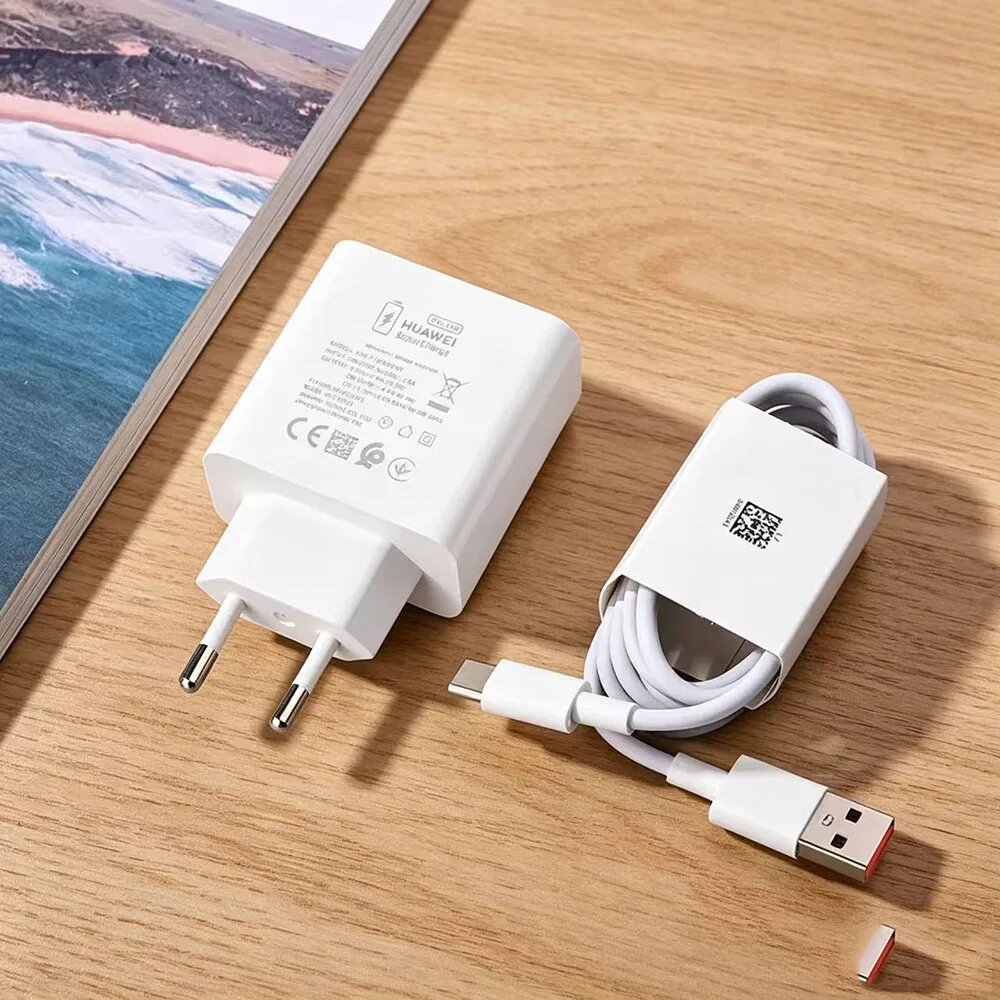 Оригинальное зарядное устройство HUAWEI 66W EU Supercharge с быстрой зарядкой, адаптер EU Add Cable