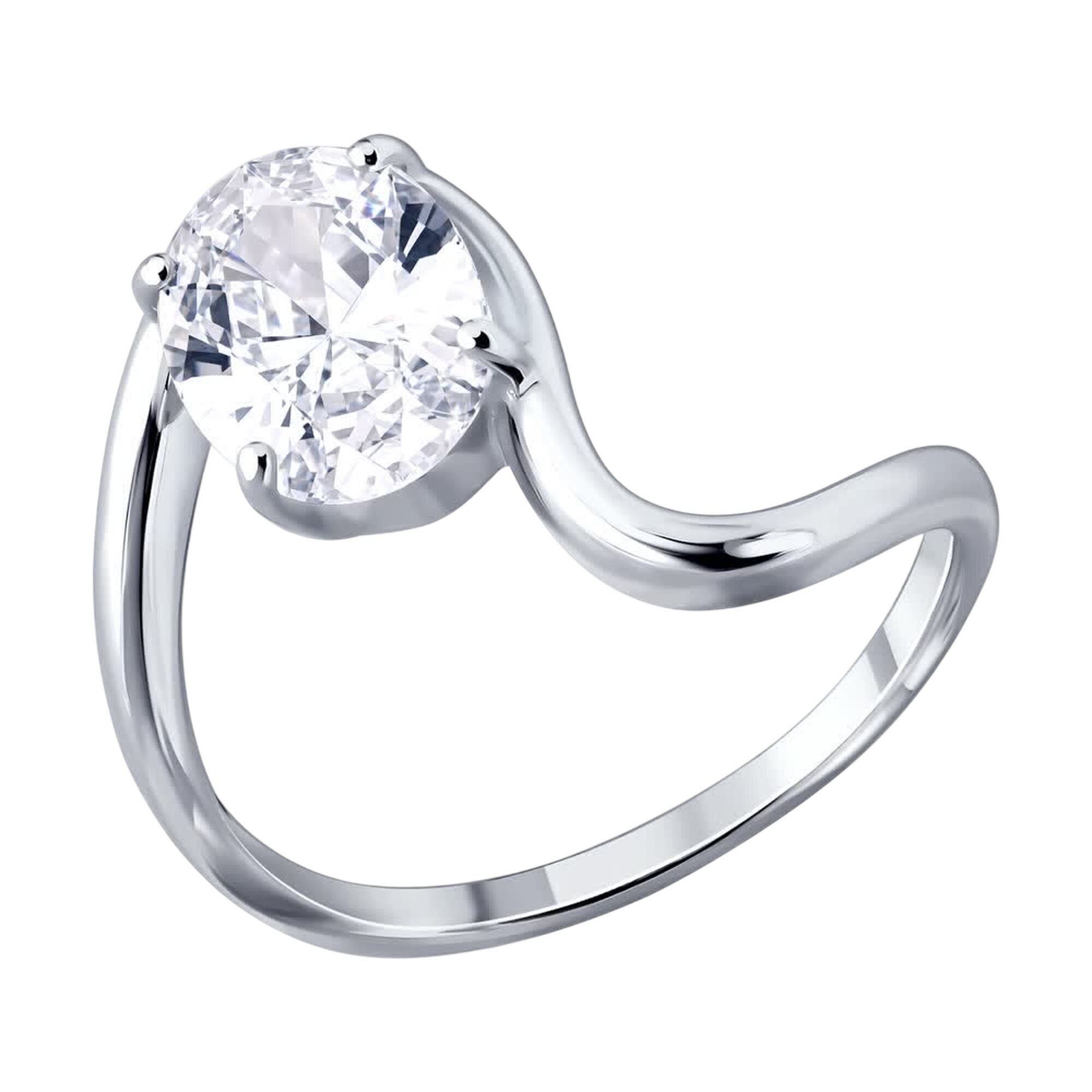 Кольцо Diamant online, серебро, 925 проба, родирование, фианит