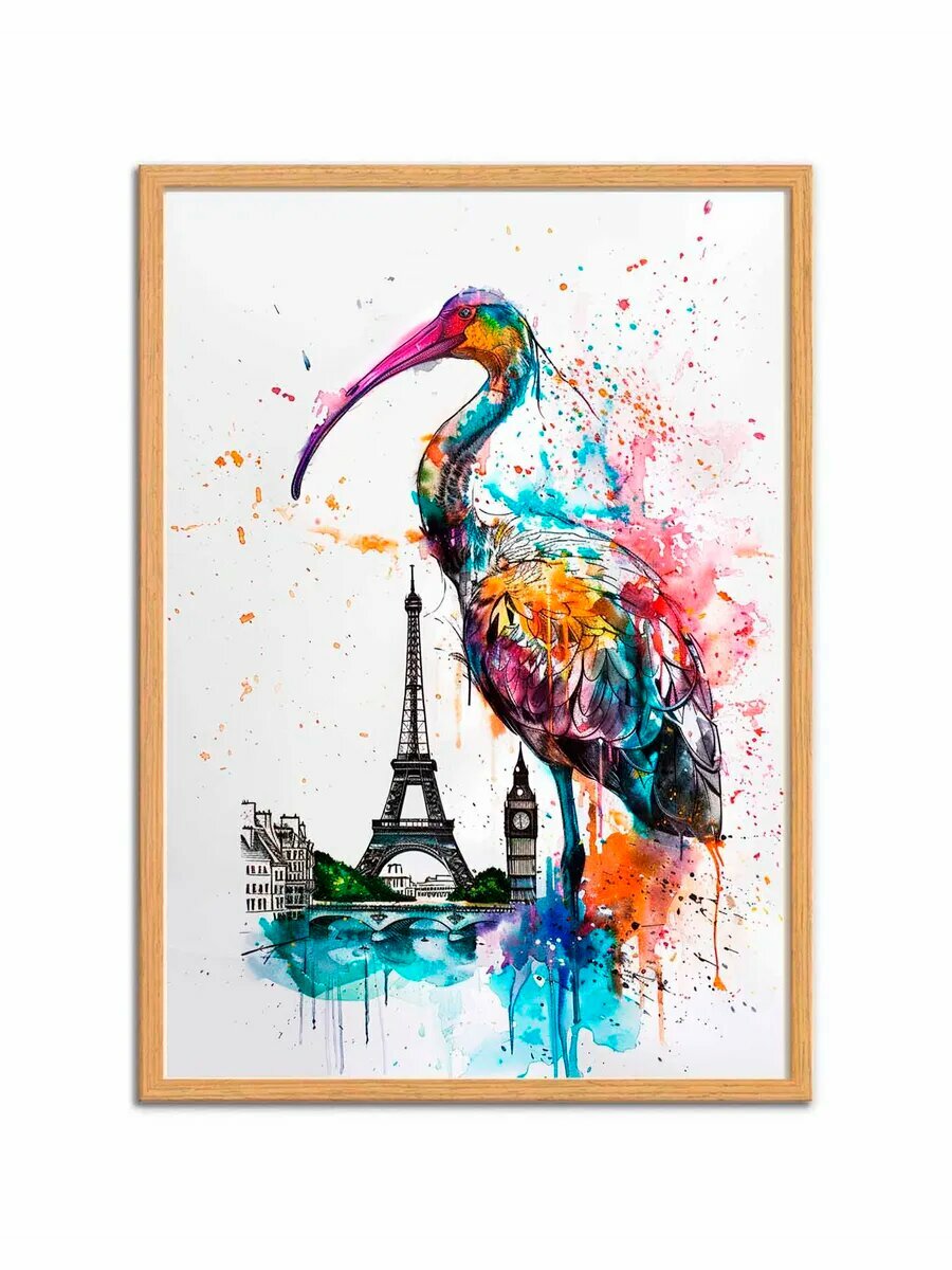 Животное Ибис пьет виски 5, Плакат 30x42см