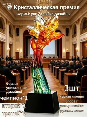 Прозрачный хрустальный кубок с золотой звездой для награждения персонализированная гравировка 3 шт Трофейный пояс соответствует российскому(чемпион*1, второй*1, третий*1)