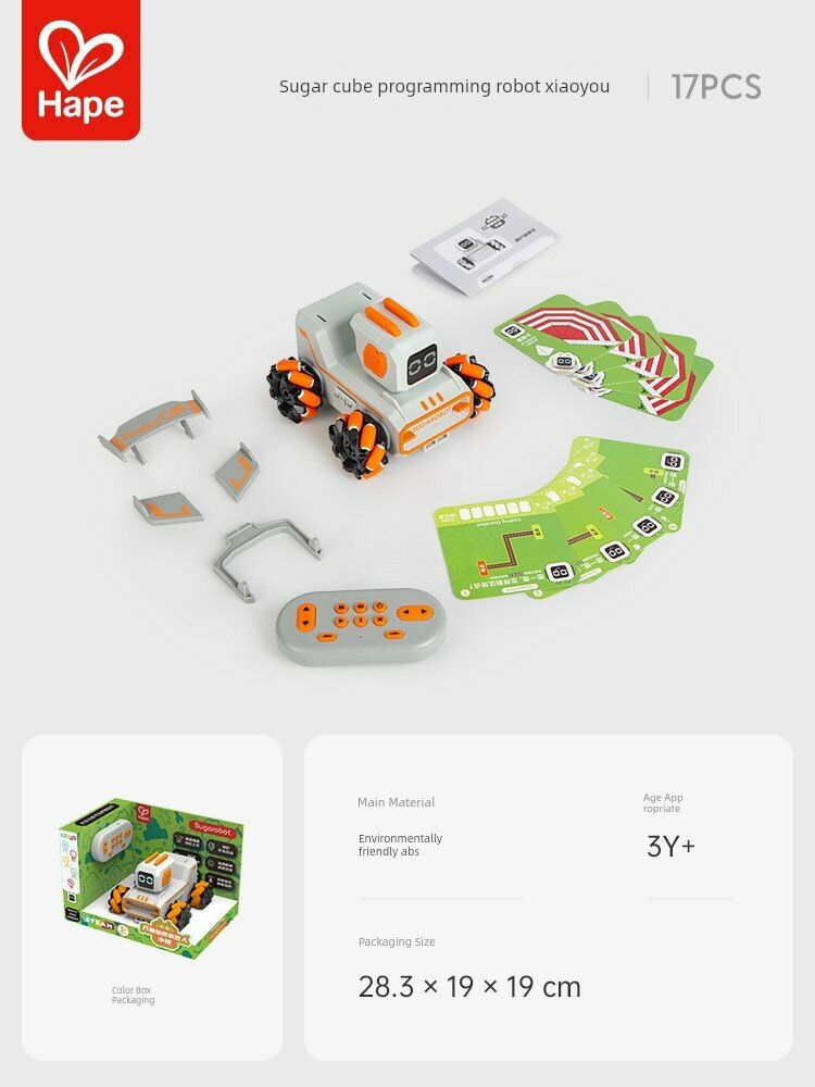 Hape Sugar Cube Robot Mini Оранжевый пульт управления для детей 3+ с обучением STEAM и программированием