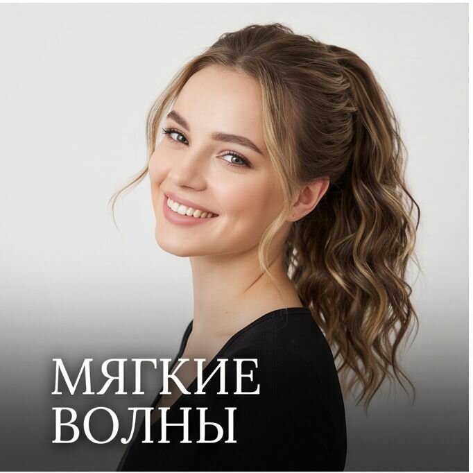 Накладной хвост на зажиме, пышные кудри, выглядит очень естественно