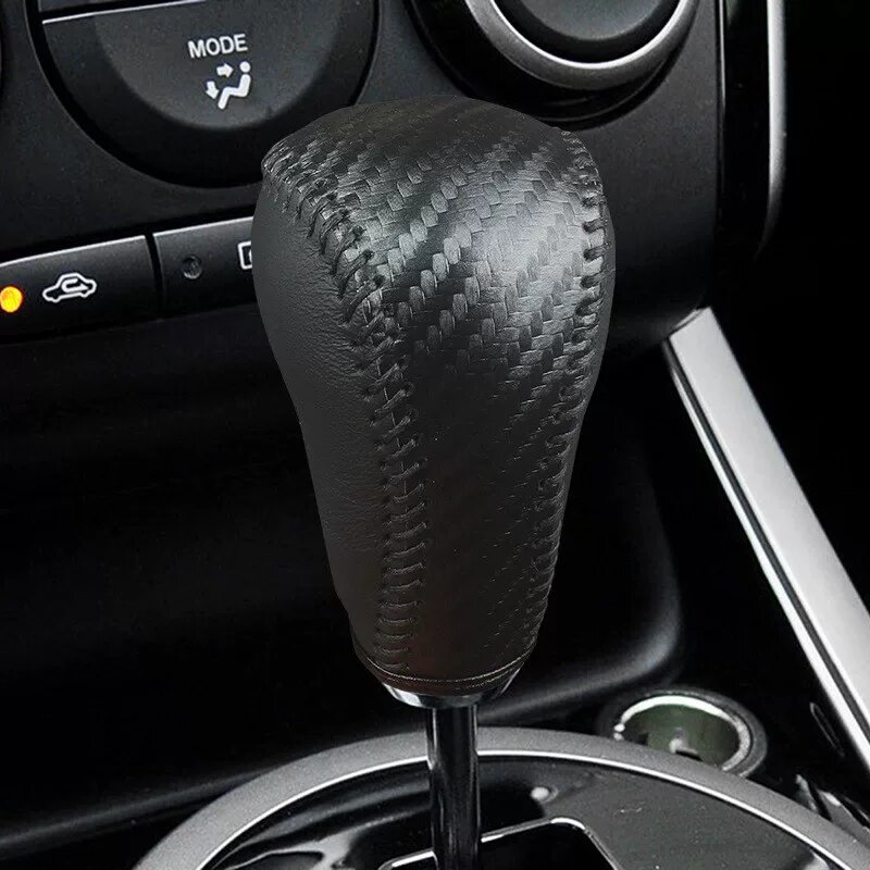 Кожаная накладка на рычаг переключения передач для Mazda CX-5 2013-2014 с карбоновым узором и черной строчкой для CX-7