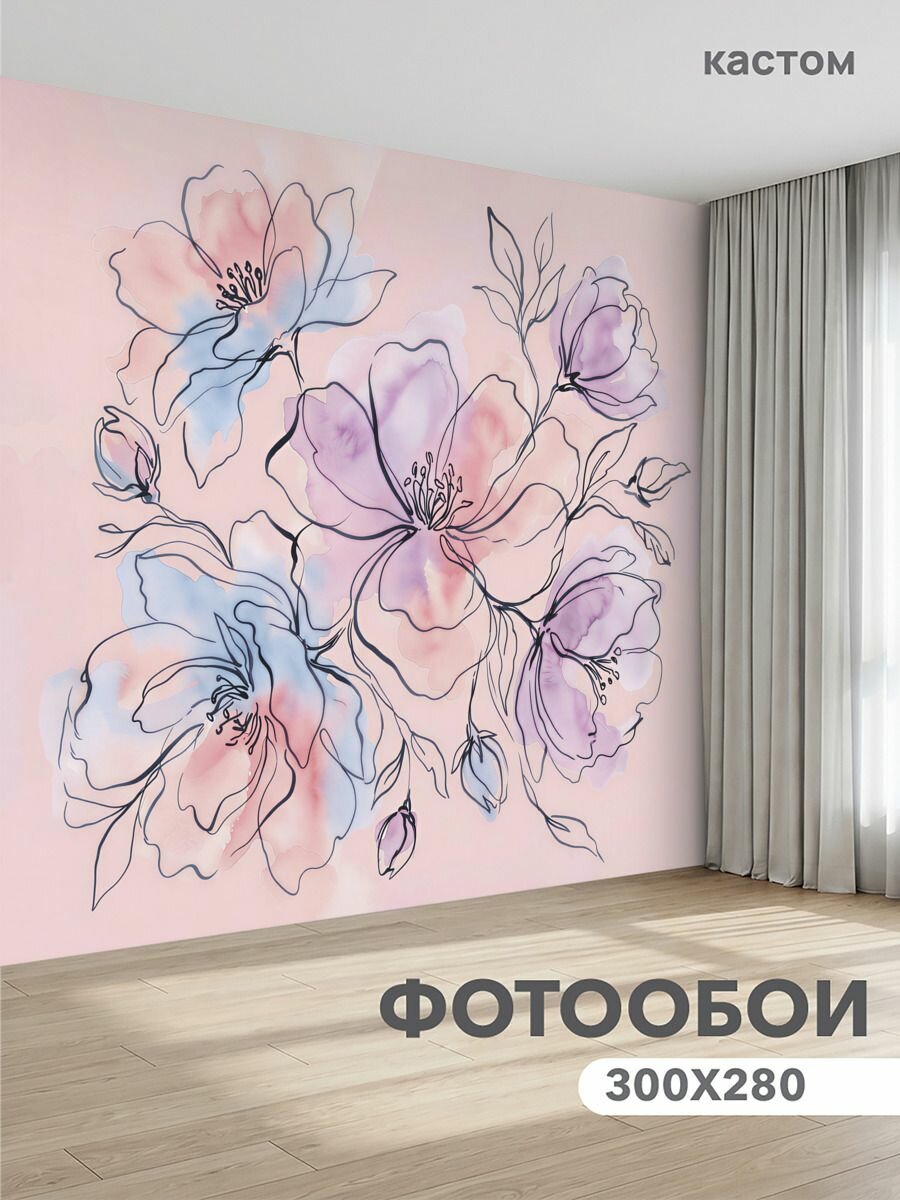 Фотообои на стену флизелиновые 3d Цветы и растения 300х270 см