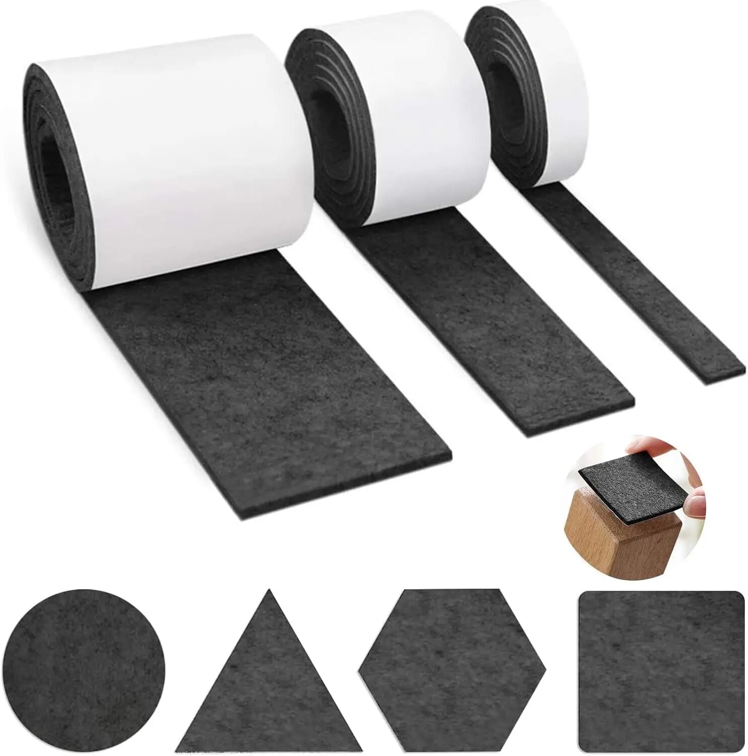 Клейкие ворсовые накладки для мебели Flet 5cm x 1meter, Black
