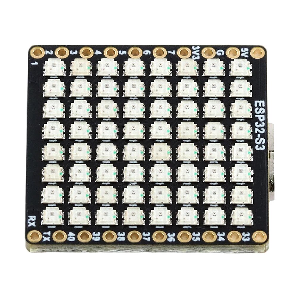 ESP32-S3 мини-платформа с RGB LED матрицей 8x8