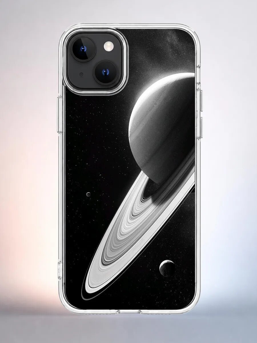 Чехол iPhone 13 сатурн космос силиконовый прозрачный