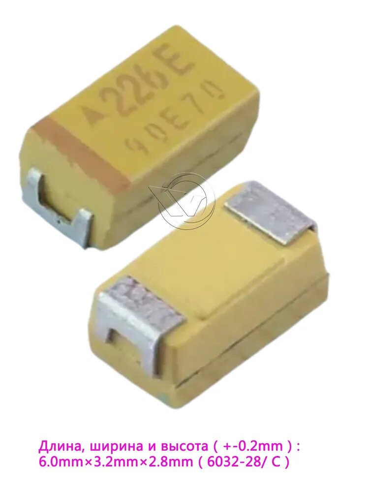 5шт Танталовый конденсатор TAJC226K025RNJ 22мкФ 22UF 25B 6032-28 C Маркировка 226E AVX SMD ROSH