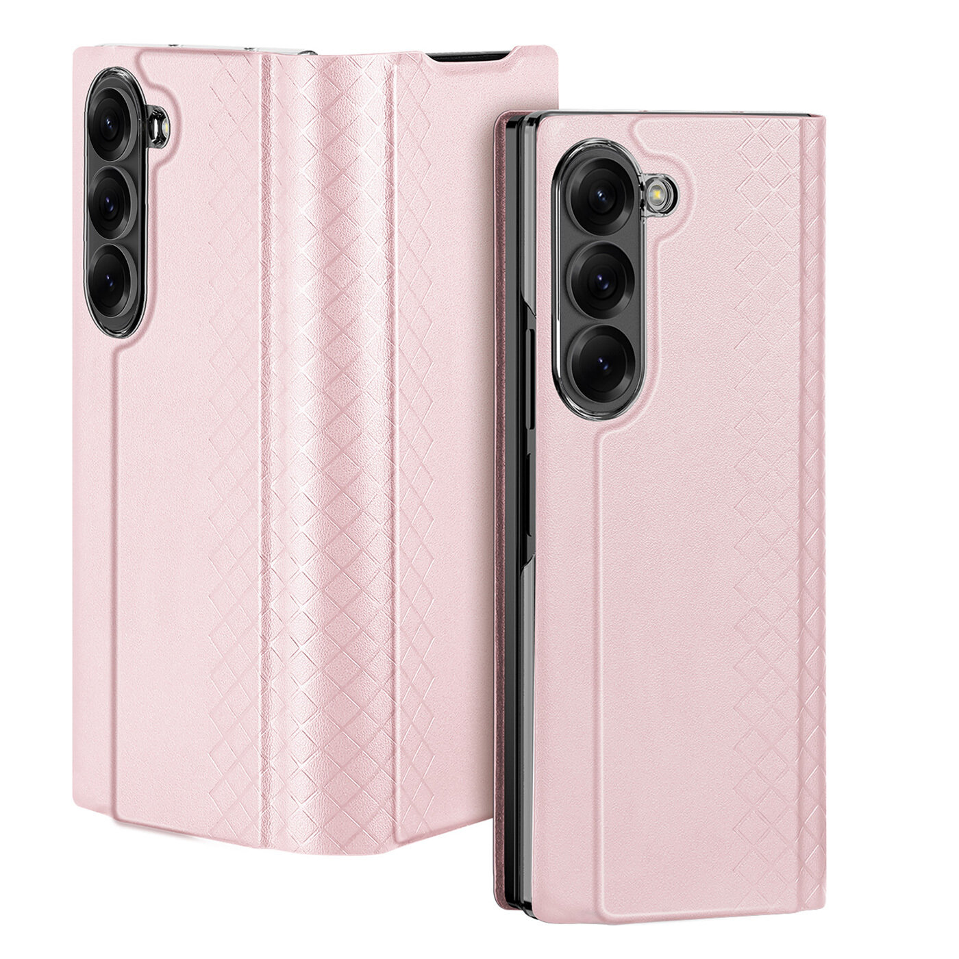 Чехол розового цвета для Samsung Galaxy Fold 7, премиальная искусственная кожа, Dux Ducis серия Bril Series Case