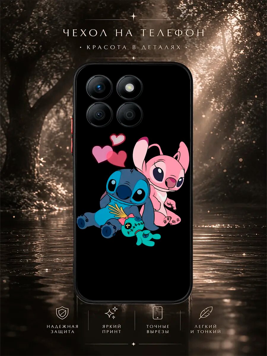 Матовый чехол на Honor X8B Лило и Стич влюбленные