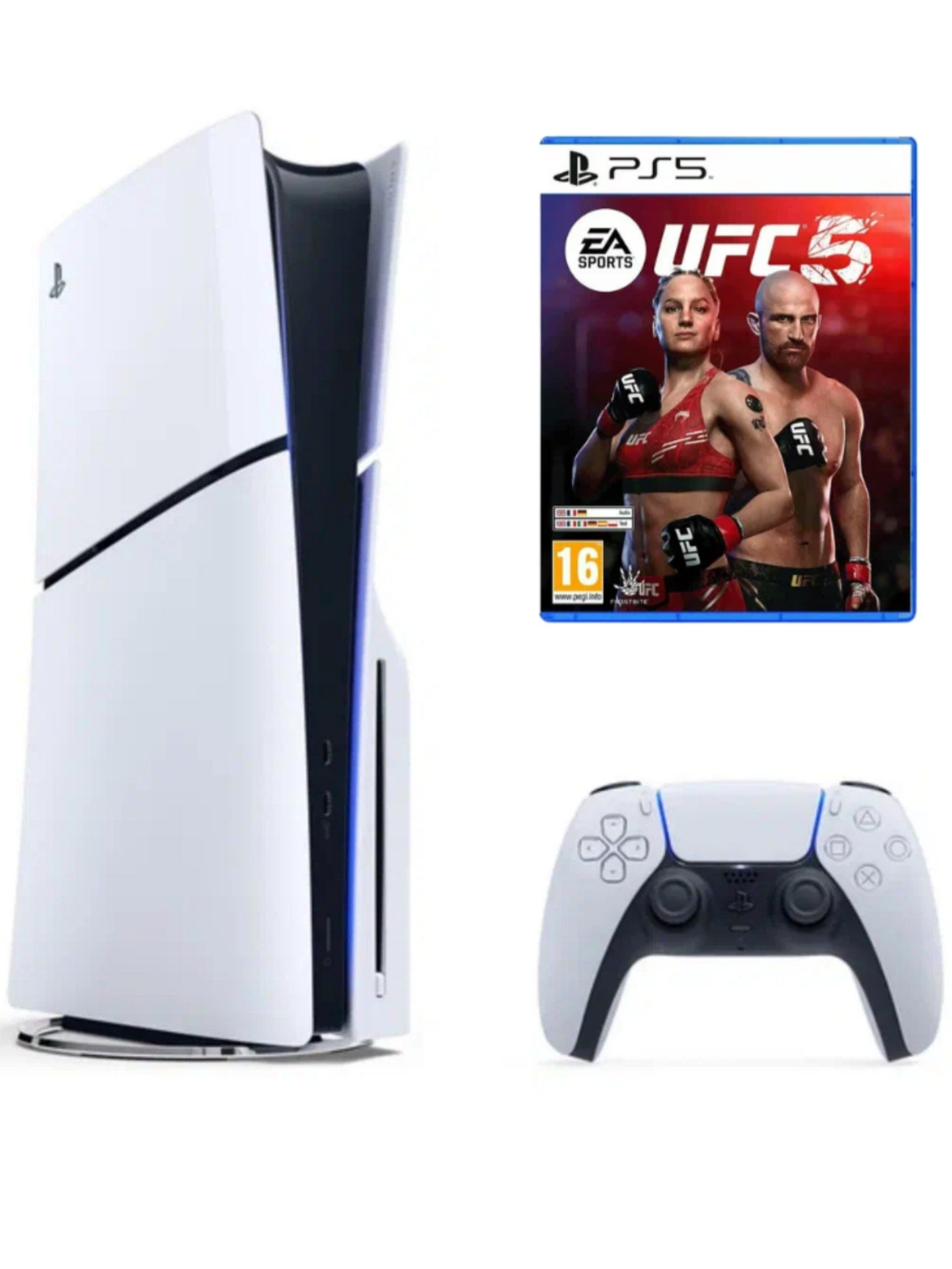 Игровая приставка Sony PlayStation 5 Slim, с дисководом, 1000 ГБ SSD, игра UFC 5