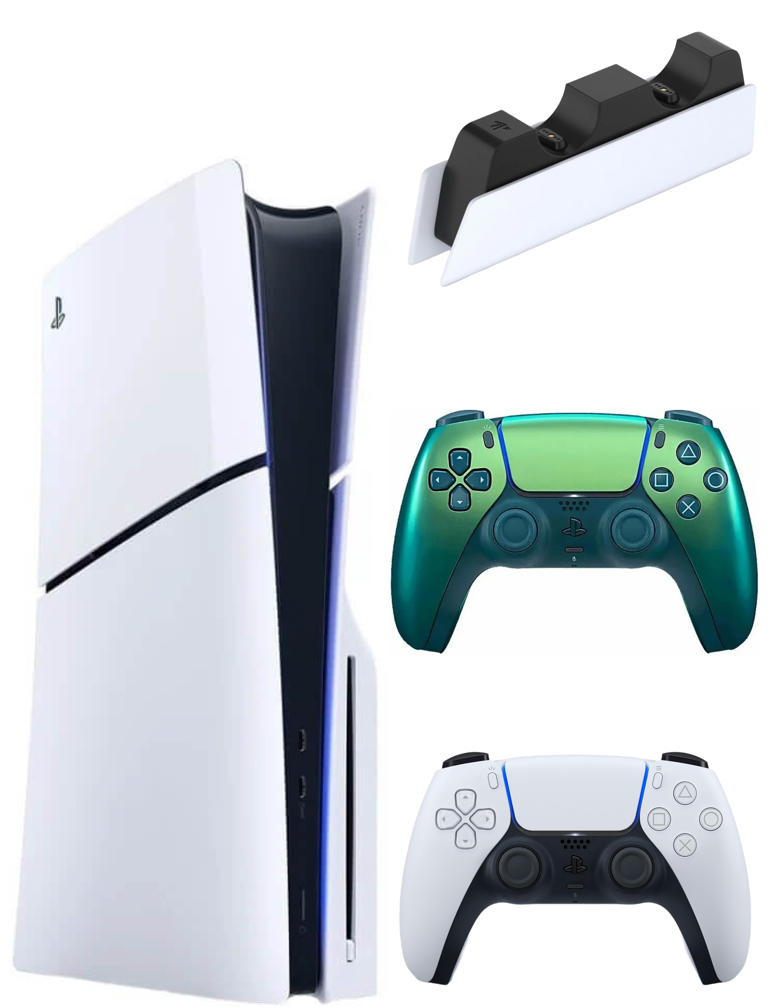 Игровая приставка Sony PS5 Slim Disc Edition 1TB (c дисководом)+2-ой геймпад(chroma teal) и зарядная станция