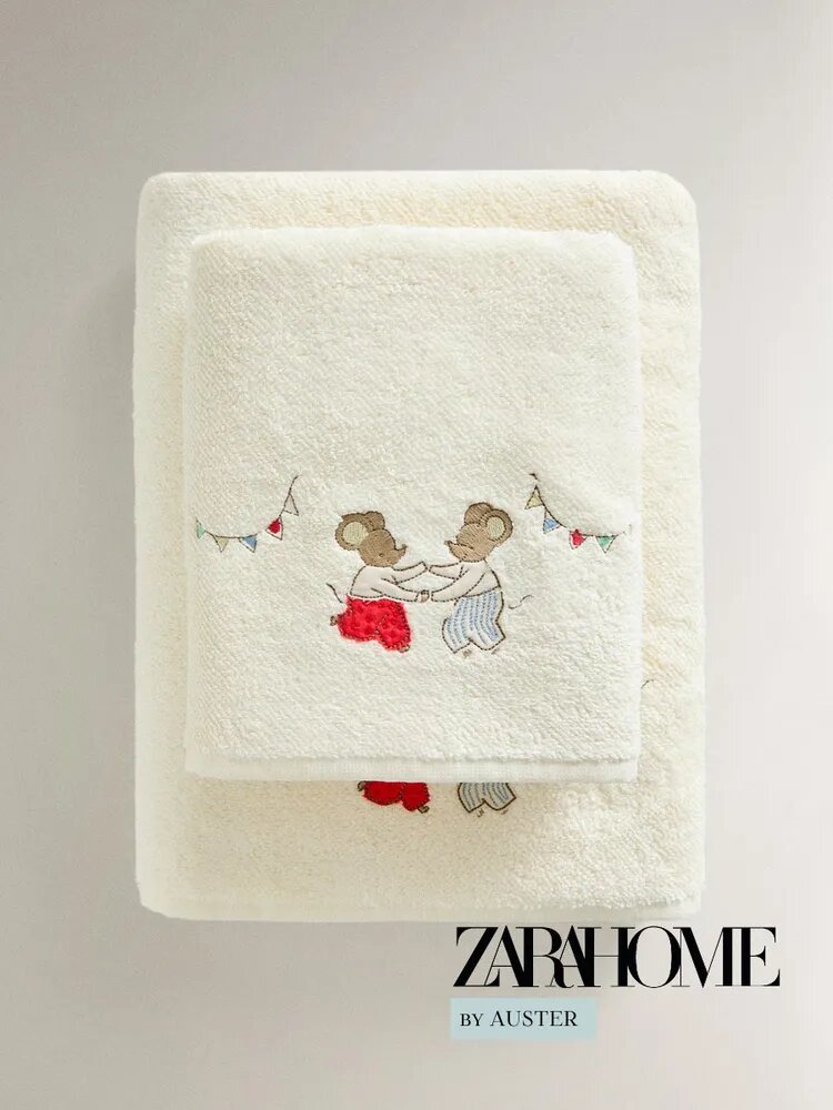 ZARA HOME Полотенце детское 50x90 см, хлопок, светло-бежевый, 1 шт