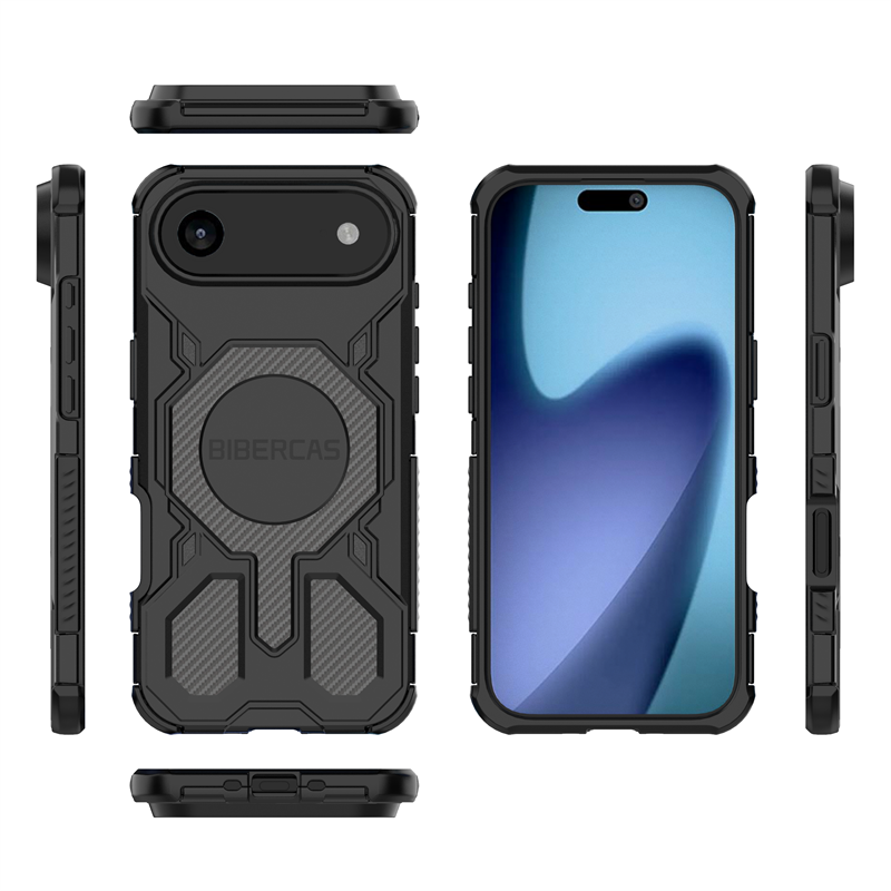 Подходит для Apple iPhone 17 Air / Айфон 17 Air Чехол для смартфона, подставка, soft touch,360° Полная защита, кобура, поликарбонат (PC), защита камеры, ударопрочный, усиленные углы, Apple, black