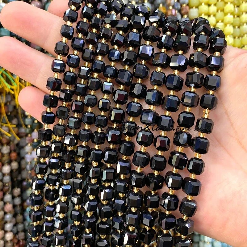 Бусины из пиксо яшмы LUOMAN XIARI 8-9 мм 5A black agate