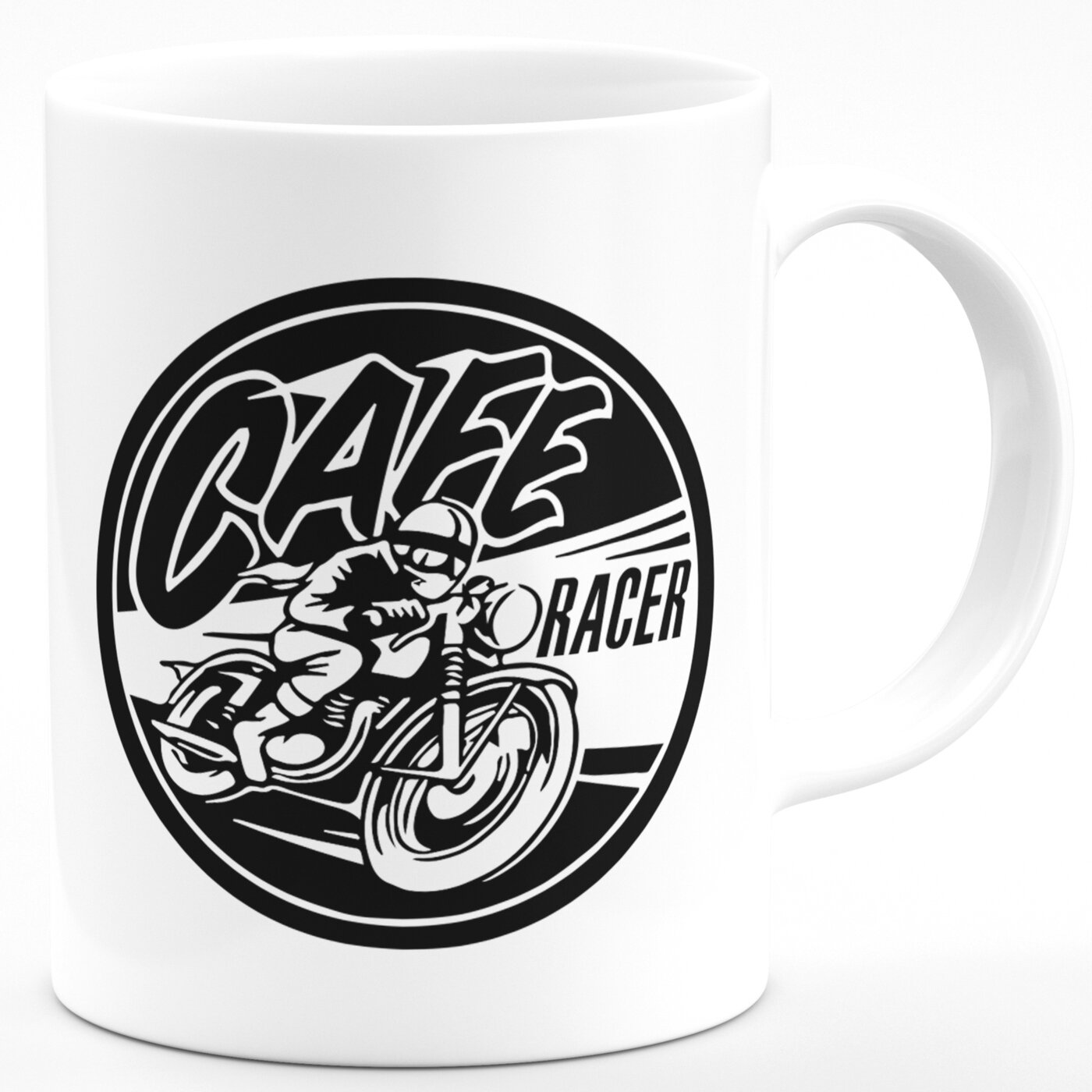 Кружка в подарок "CAFE racer" гонщик мотоспорт мотоцикл кафе