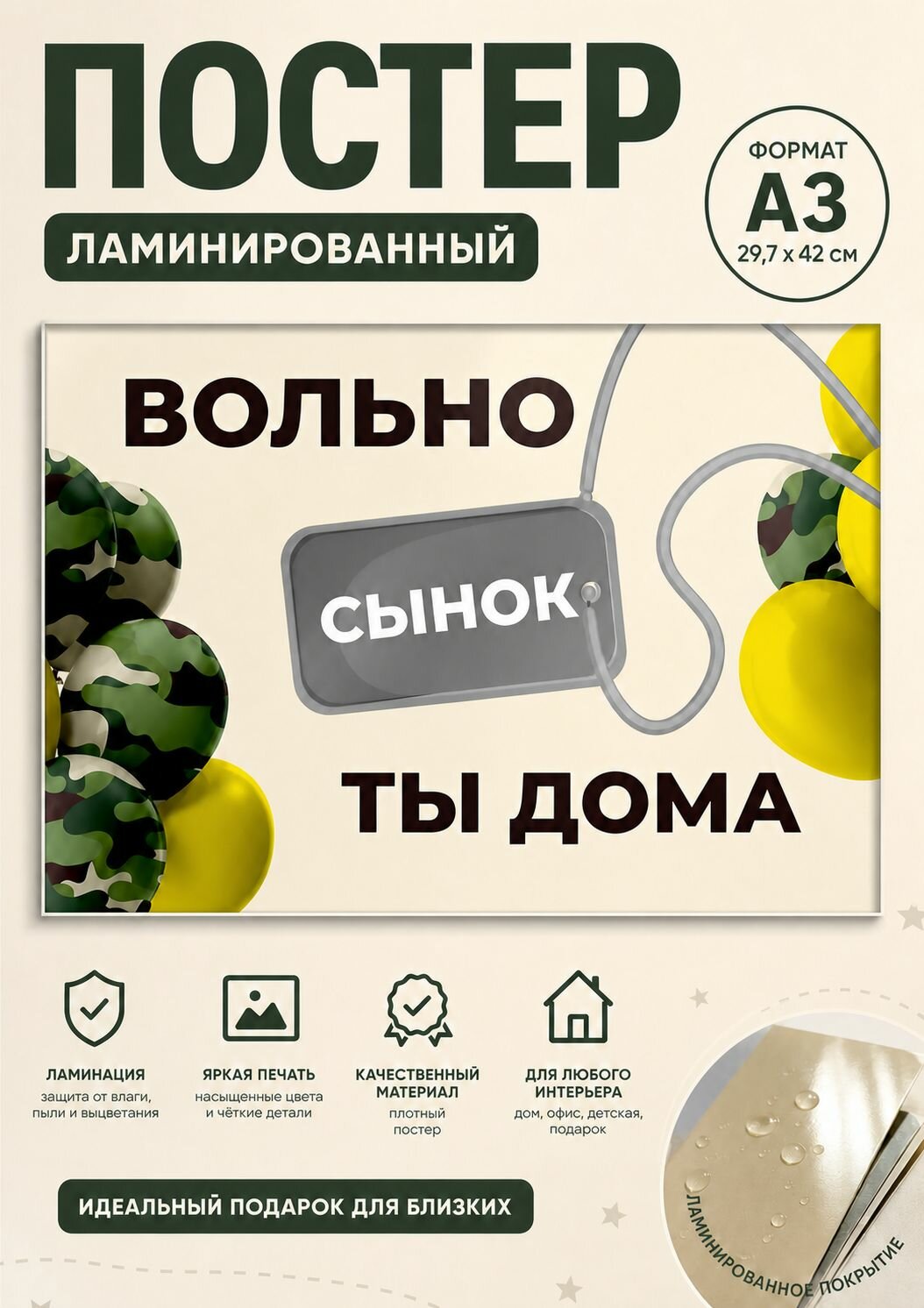 Постер ламинированный на Дембель формат А3