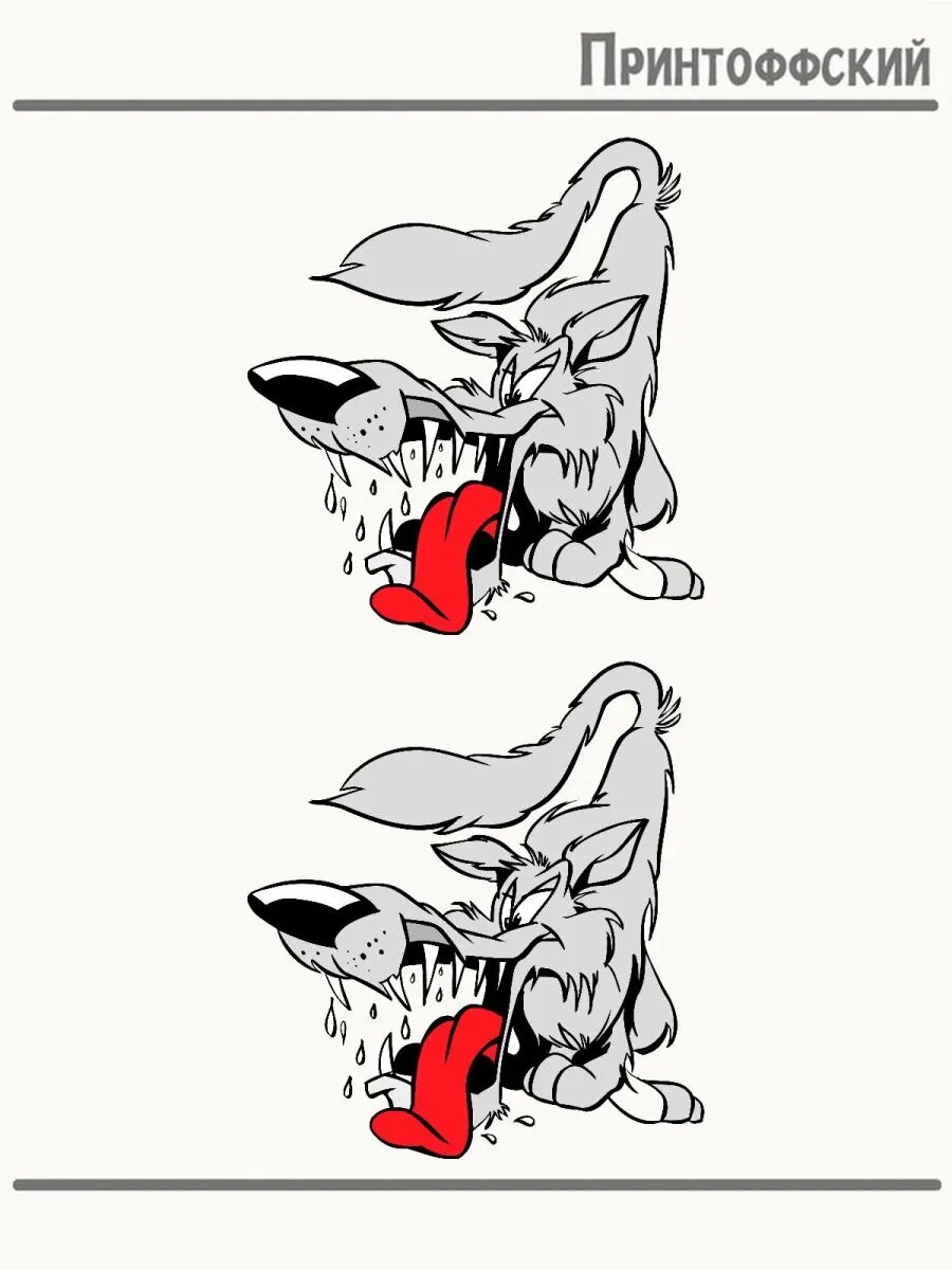 2-е (Две) Термонаклейки волк хищник мультяшный wolf
