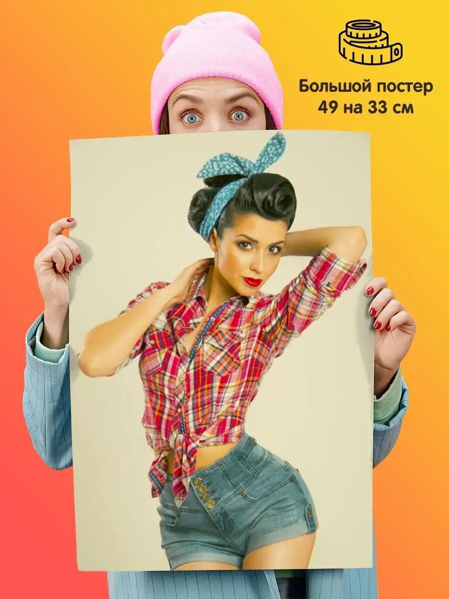 Постер плакат Pin up Girl Винтажная девушка