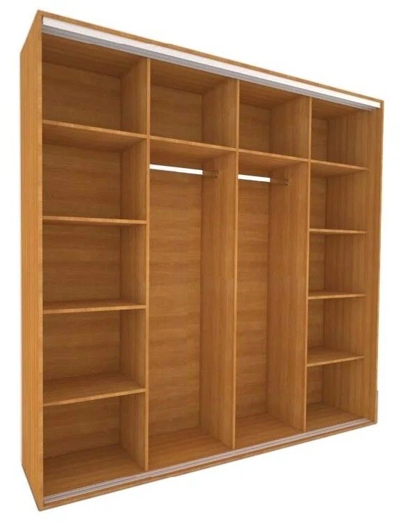 Шкаф купе, для одежды Верона 4, МФ-Купе, 250х60х220, с зеркалом, цвет дуб сонома, белье/платье/платье/белье