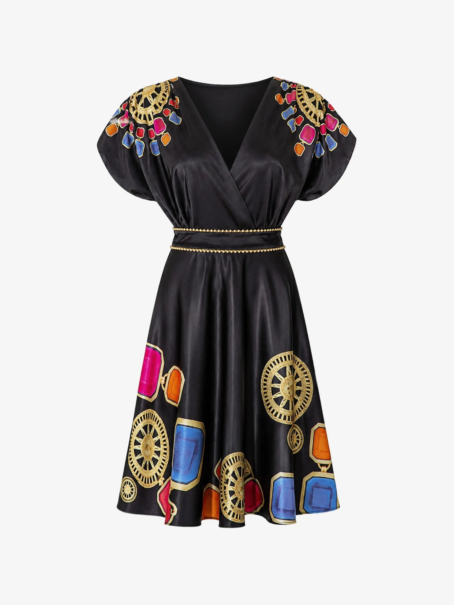Платье ALLURE Jewel-print V-neck mini dress