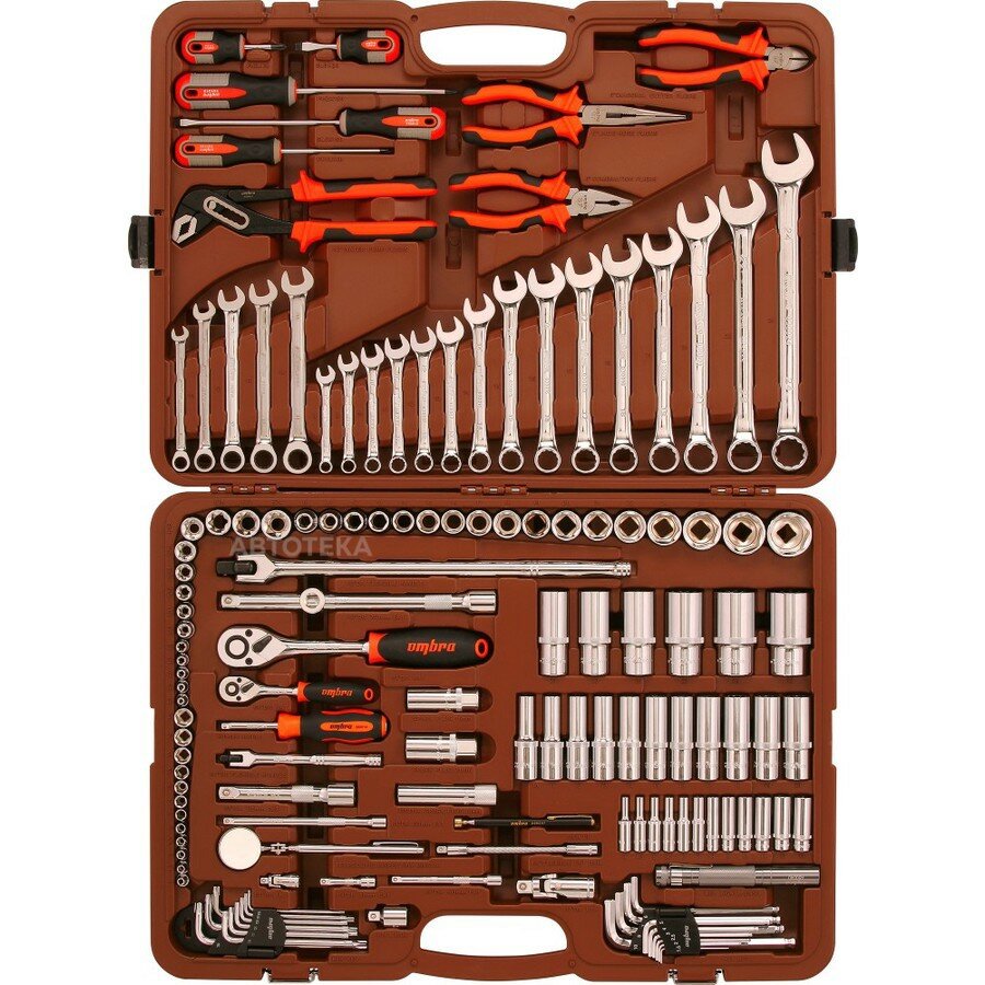 Набор инструмента универсальный 1/4". 3/8" и 1/2"DR. 141 предмет OMBRA OMT141S