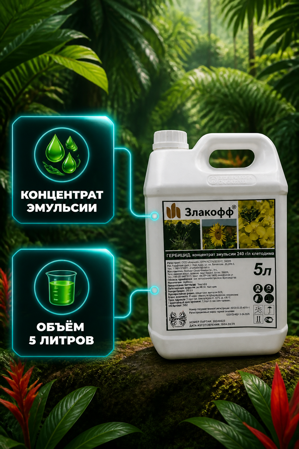 Гербицид "Злакофф", для газонов, от злаковых сорняков, канистра, 5 л