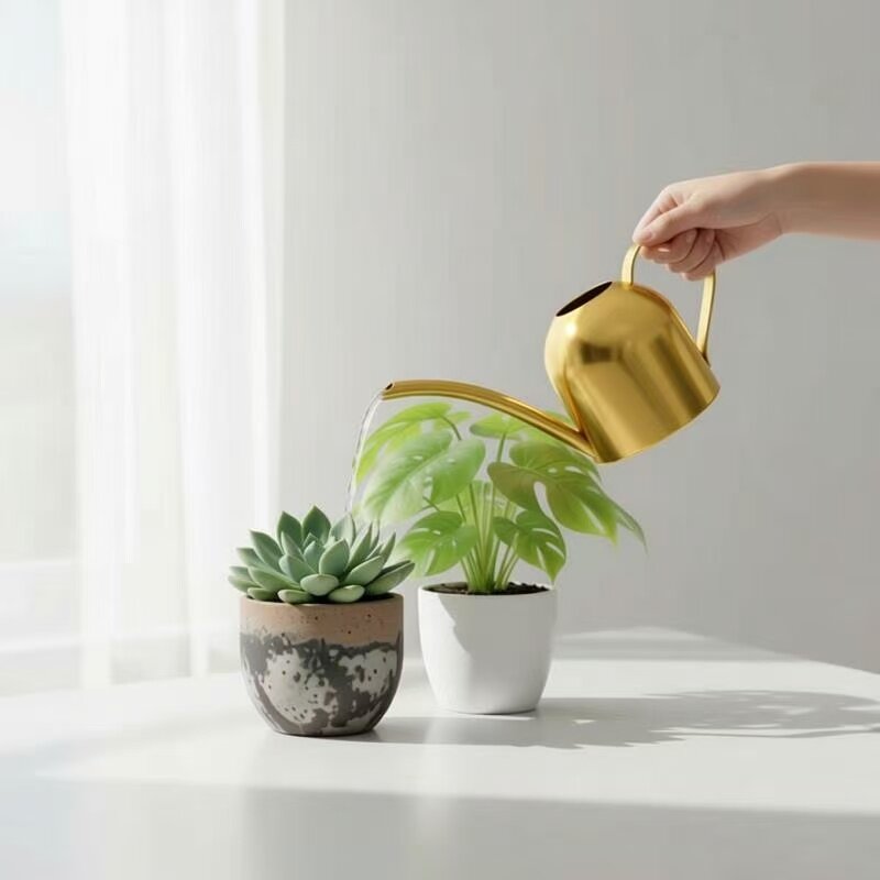Лейка , для комнатных растений, нержавеющая сталь,1 шт,500ML,22*12.3cm，золотой