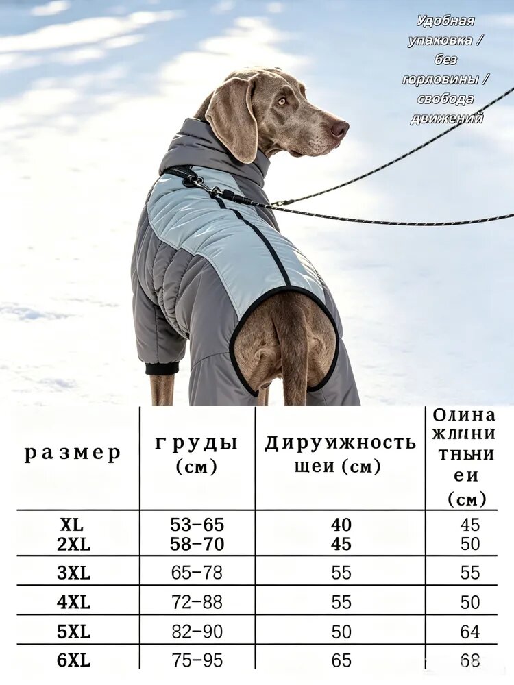 Зимний комбинезон для собак Тёплая флисовая одежда для крупных пород, защита от снега и ветра