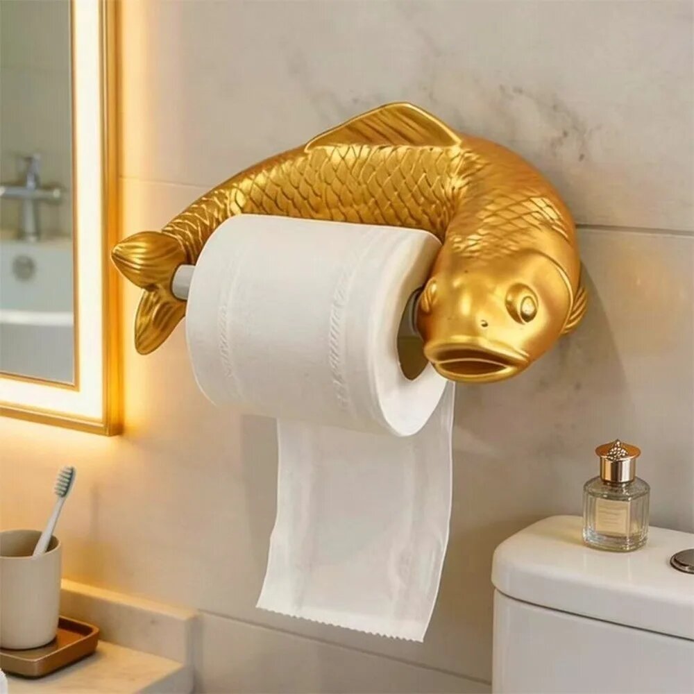 Держатель для туалетной бумаги Golden Carp золотистый пластиковый
