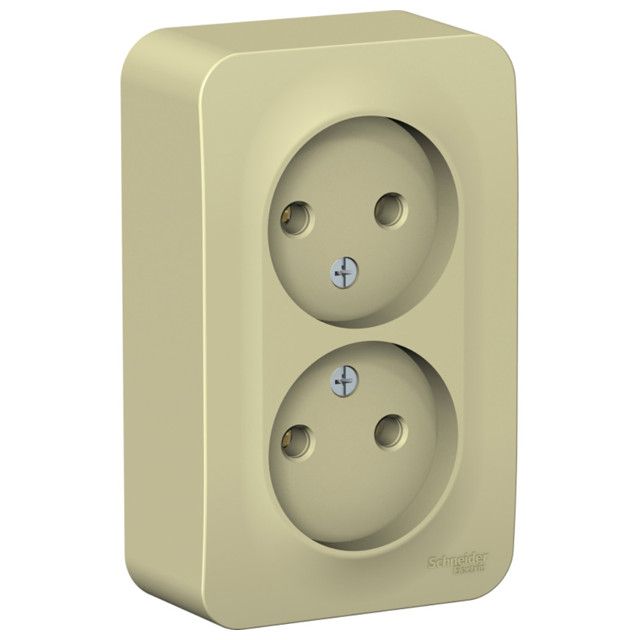 Розетка накладная, 2 поста SYSTEME ELECTRIC Blanca, без заземления, 16А бежевый