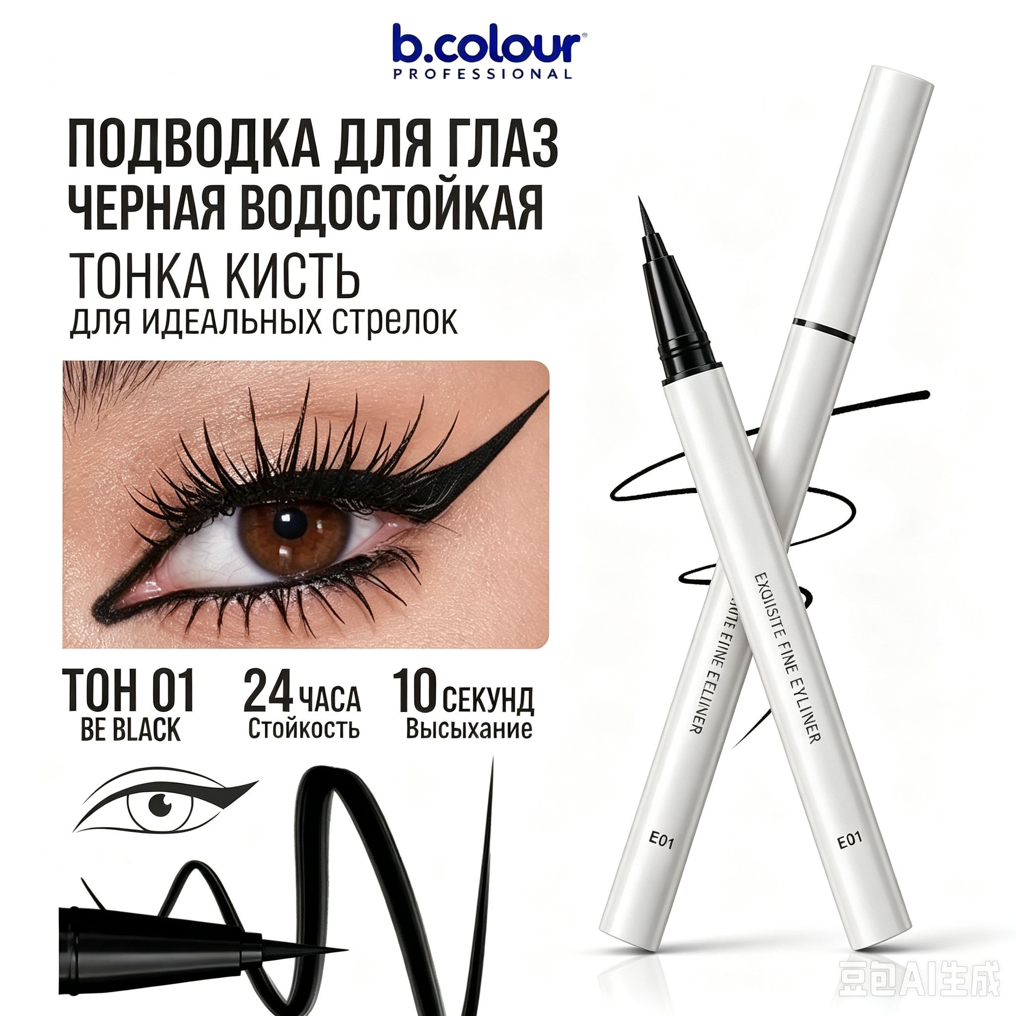 Подводка для глаз черная водостойкая CAPSULE 01 Be Black