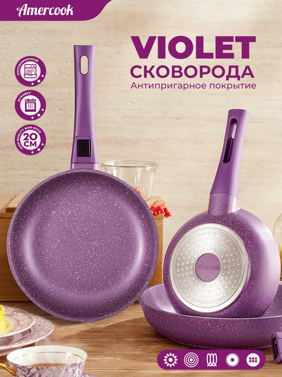 Сковорода, 20 см, без крышки, со съемной ручкой