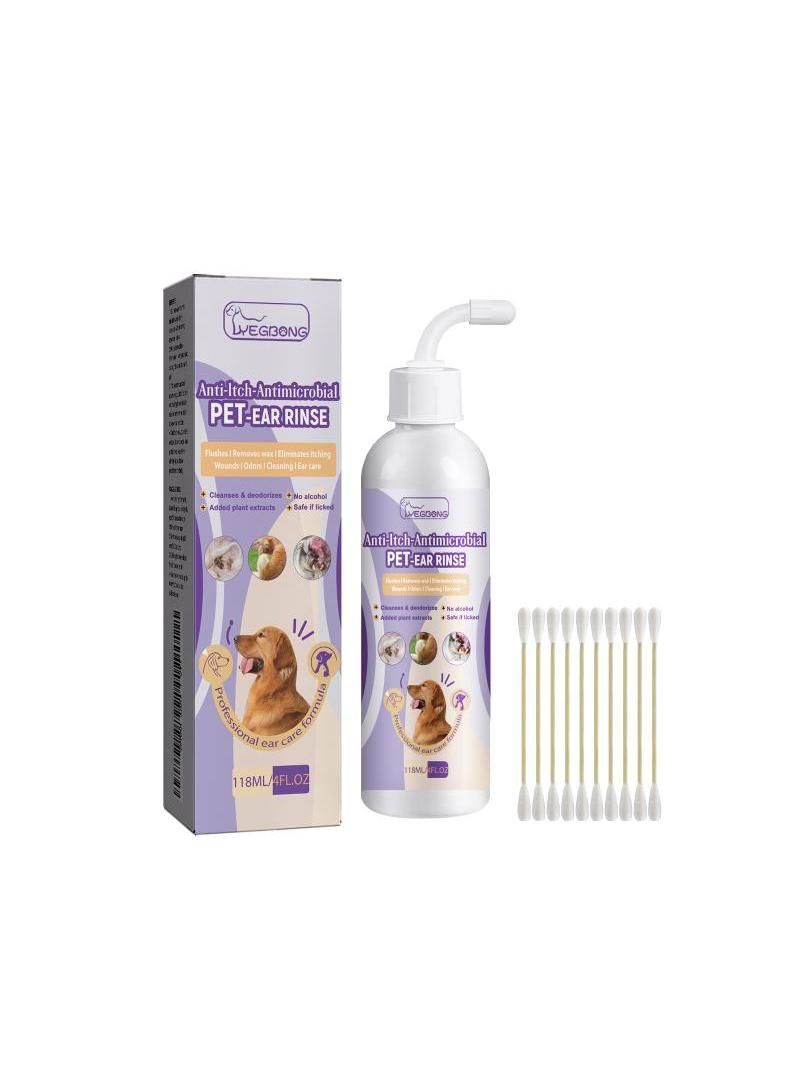 Средство для чистки ушей Yegbong Pet Ear Cleaner для собак и кошек Удаляет воск, освежает уши, устраняет неприятный запах, Легко наносится в домашних условиях