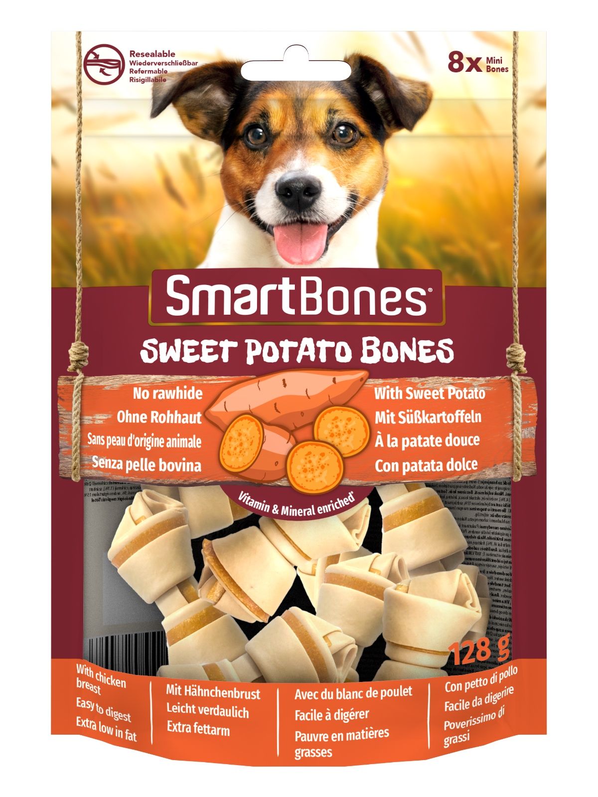 Лакомство для собак SmartBones косточки с бататом, мини, 8 шт.